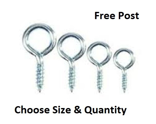 Screw in Eye Hooks Sizes Are -14mm 40mm 55mm 65mm 75mm Small & Large ...