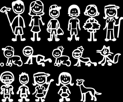 Set of 16 Stick Family Group F Vinyl Decal Sticker Car Window Wall | eBay