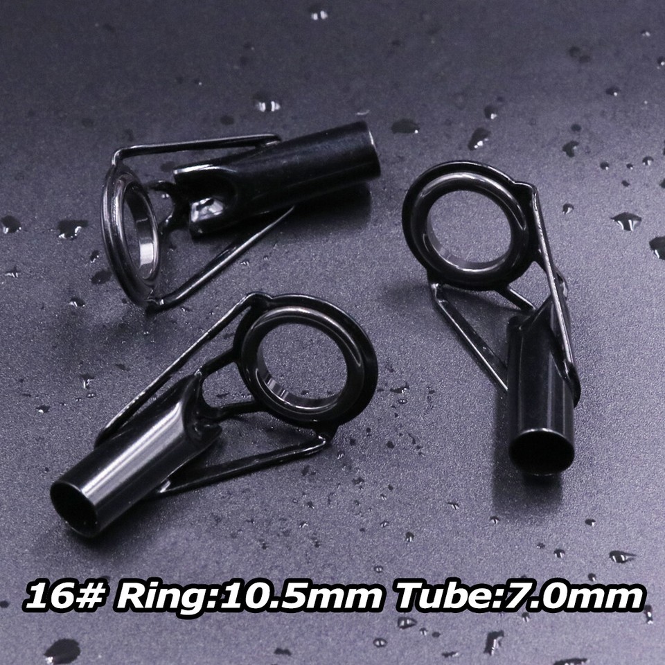 Black Fishing Rod Tip Guides Stainless Steel Ceramic Ring 1.8mm~8mm ...