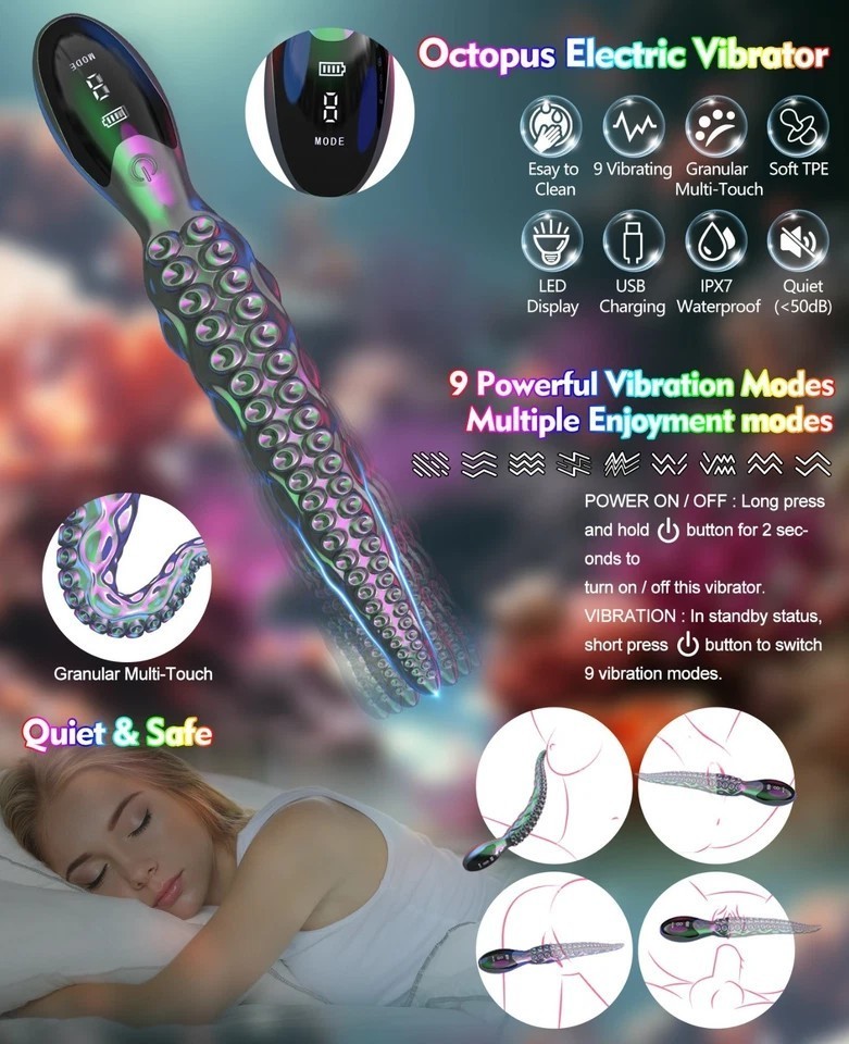 Vibrating Monster G-Spot Dildo Octopus Tentacle Clit Vibrator Sex Toys ...