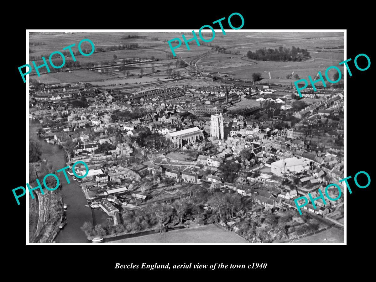 OLD 6 X 4 HISTORIC PHOTO OF BECCLES ENGLAND AERIAL VIEW OF THE TOWN ...