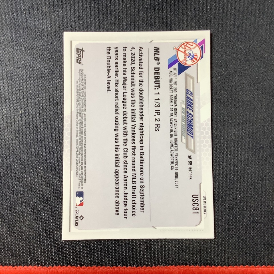 2021 Topps Chrome Update Clarke Schmidt Rookie Debut RC #USC81 Yankees ...