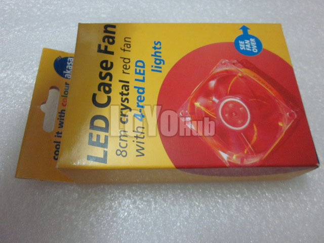 NEW akasa crystal red LED Case fan with 4-red LED DFS802512M 12V 1.4W 3 ...