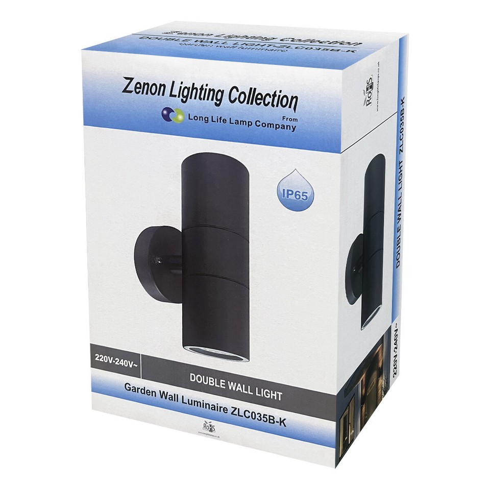 Black Stainless Steel Double Wall Light IP65 Up Down Outdoor Wall Light ...