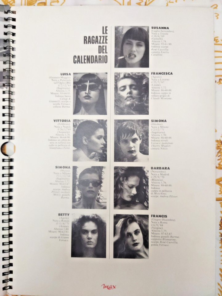 RARISSIMO CALENDARIO MAX HELMUT NEWTON 199O 12 MODELLE VINTAGE | eBay