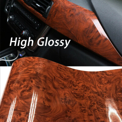 Glossy Walnut Wood-Grain Vinyl Wrap Car Sticker Wrap Film Adhesive ...