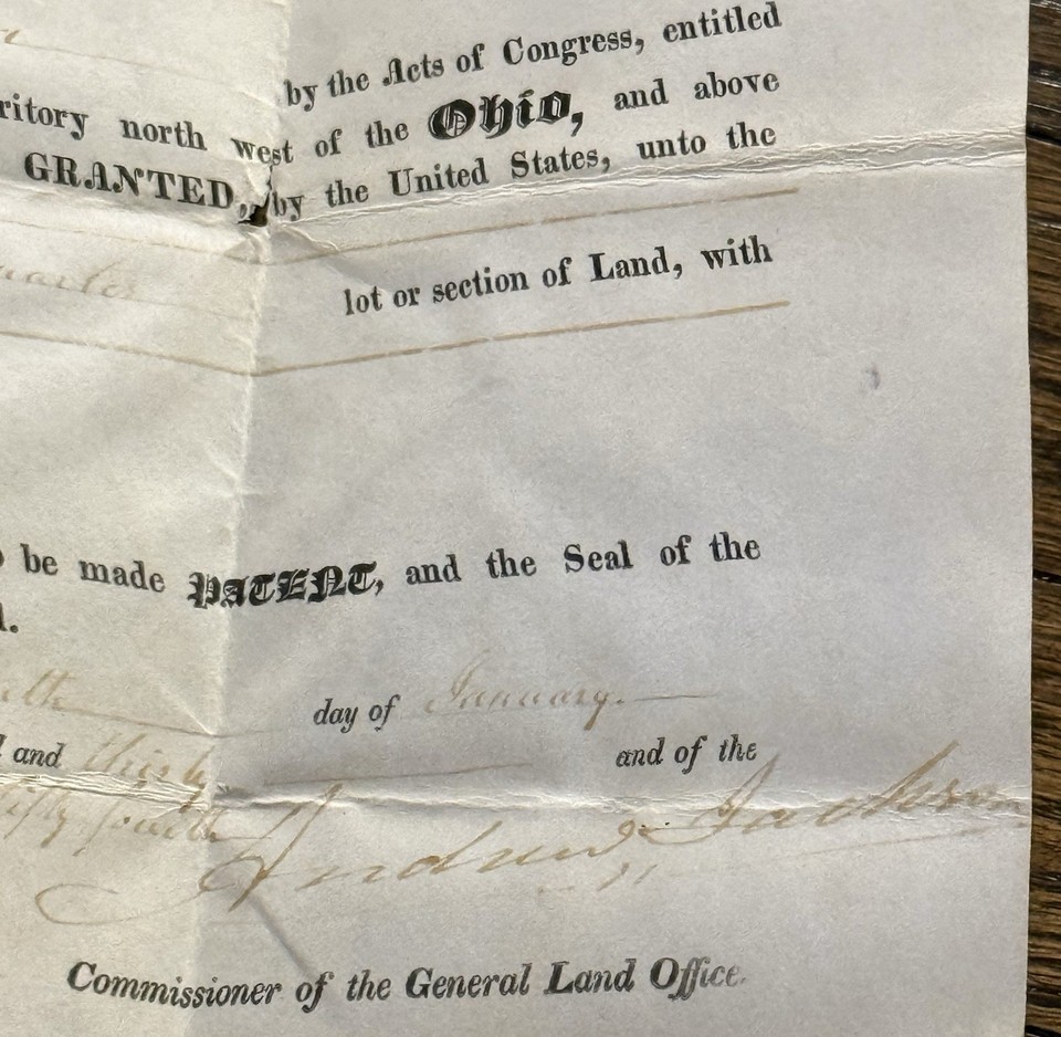 Andrew Jackson Signed 1/4/1830 Document land Grant JSA Cert-7th ...