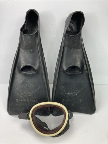 AMF Voit Skin Diver Swim Fins ~ Size Med/large With Mask ~ Made In U.S ...