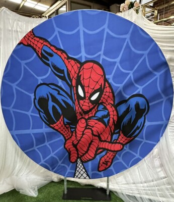 NEW-021 Superhero Theme 2m Round Backdrop Spiderman Backdrop Circle ...