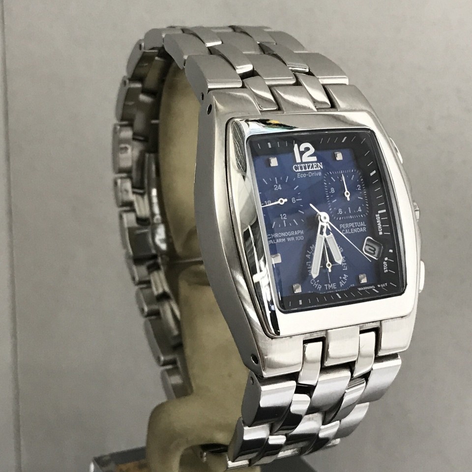Citizen Men’s Eco-Drive perpetual calender Blue Dial Bracelet Watch ...