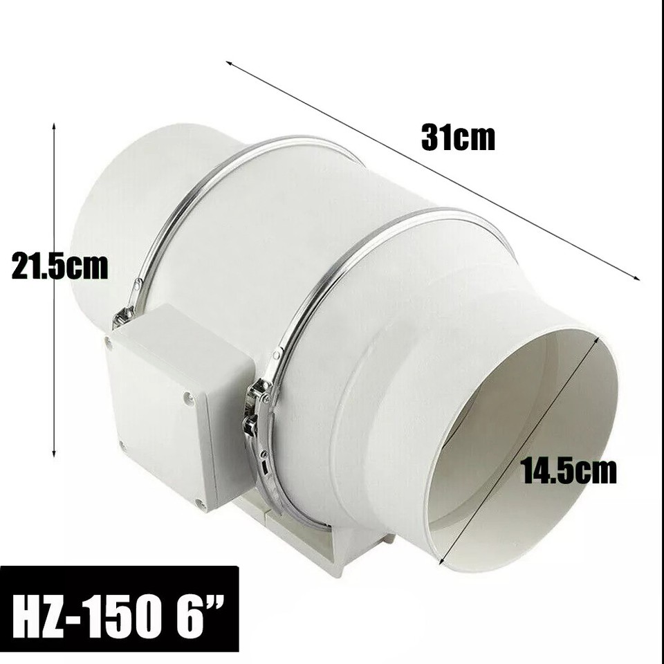Industrial Hydroponic 4/6/8" Inch Silent Inline Extractor Fan Duct Vent ...