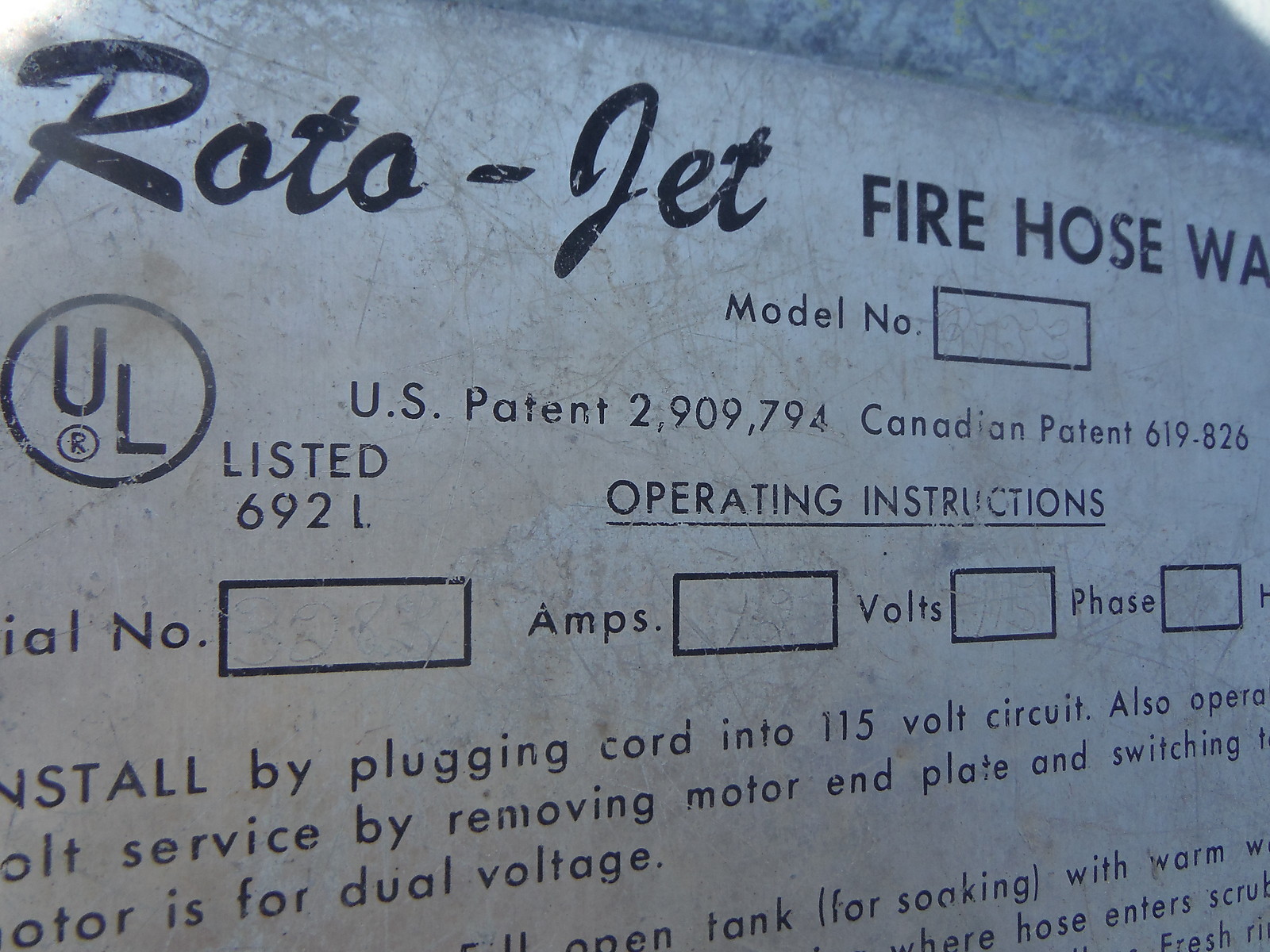 Roto Jet Fire Hose Washer 115V 60Hz Fire Station Truck Tools | eBay