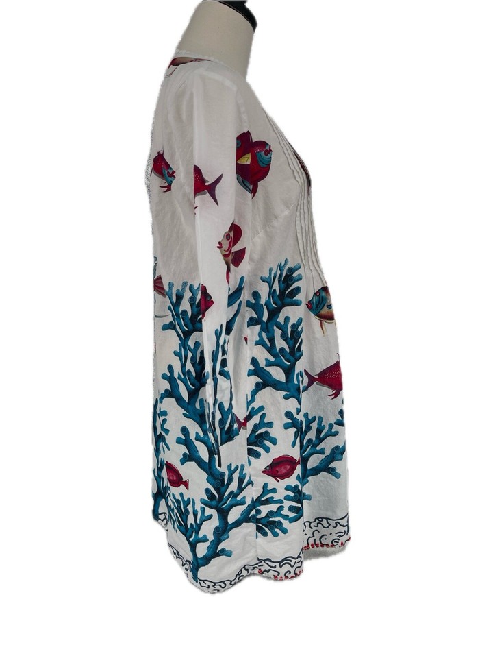 Soft Surroundings Seychelles Fish Coral Tunic Cover-up Dress S See ...