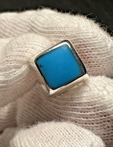 SIMPLE, CLASSIC SIGNED STERLING SILVER & TURQUOISE TIE TACK, HAT PIN ...