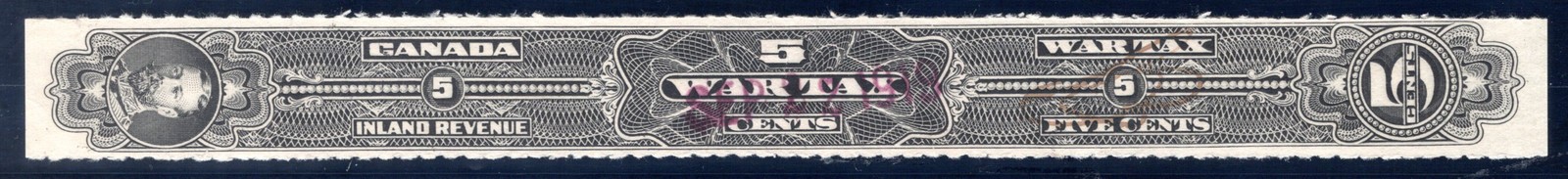 van Dam FWT24, 5c, Used, 1915, GV, Head Sideways, Wine Strip War Tax ...