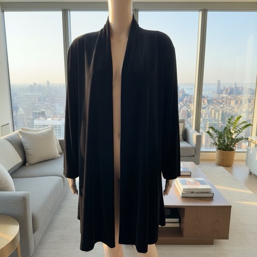 Vintage 80s 90s Black Velvet Full Circle Opera Swing Coat Duster Jacket ...