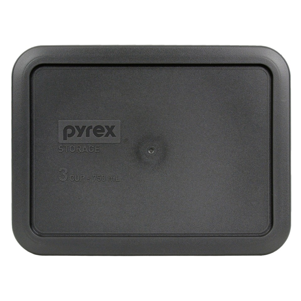 Pyrex 7210-PC Rectangle 3 Cup Charcoal Grey Storage Lid Cover 2PK for ...