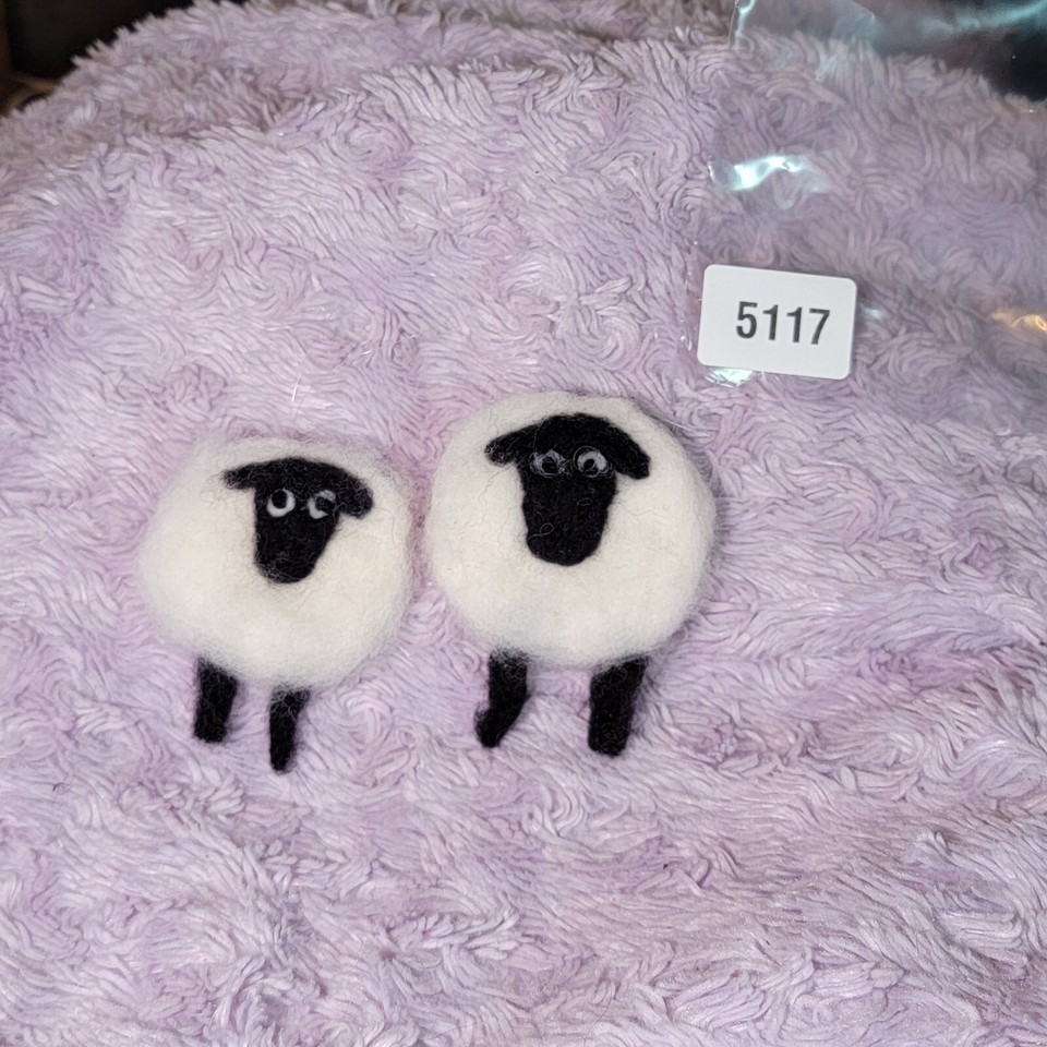 Rustic Needle Felted Wool And Fuzzy Sheep Lamb Ewe Primitive Americana ...