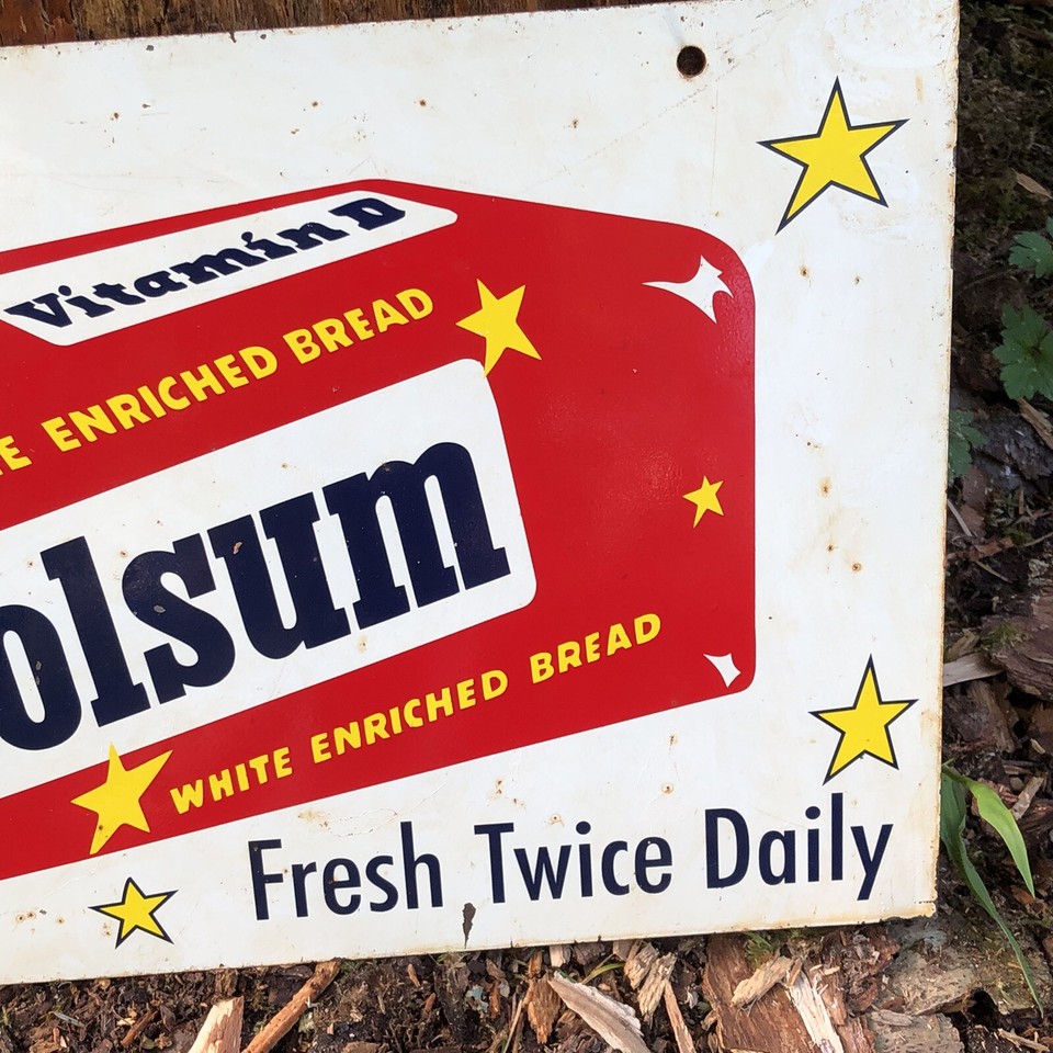 1950s HOLSUM BREAD 2-Sided Hanging Bracket BAKERY Metal Sign | eBay