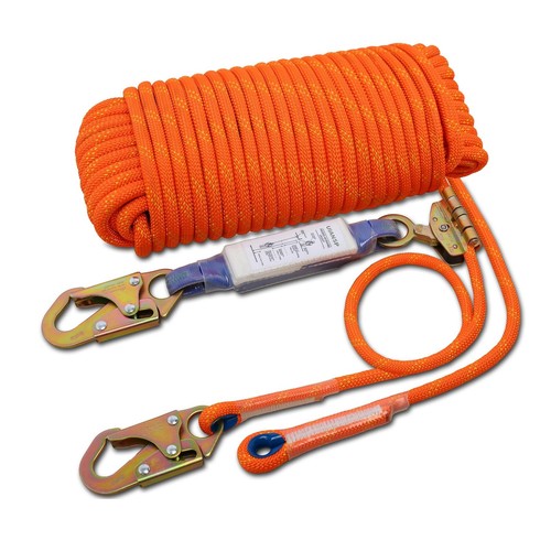 Fall Protection Safety Rope 50ft Heavy Duty Vertical Roofing Grab Snap ...