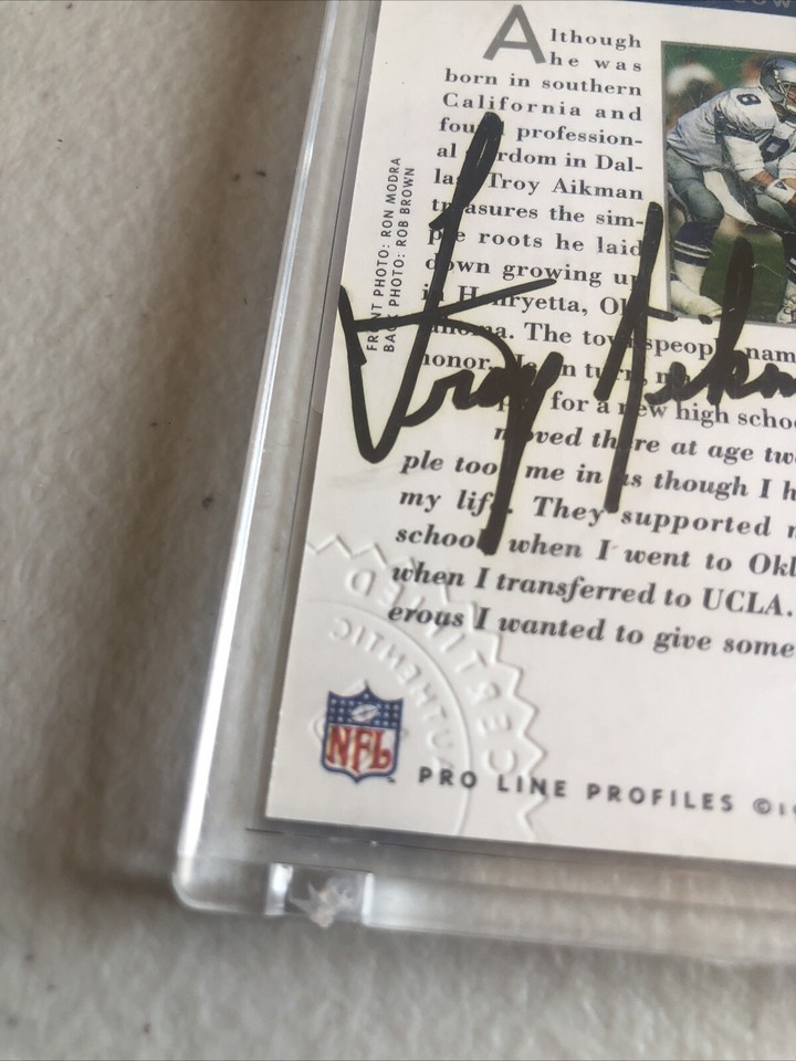 1992 PRO LINE PROFILES 9 OF 9 AUTO TROY AIKMAN COWBOYS CERTIFIED ...