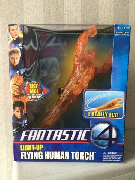 Fantastic 4 Four Light up Flying Human Torch I Really Fly Action Figure ...