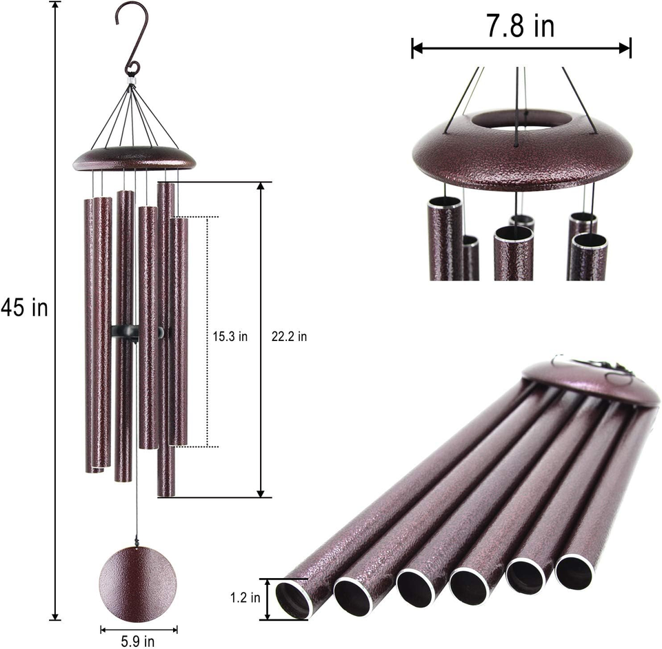 Wind Chimes Outdoor Deep Tone with 6 Heavy Tubes Large Deep Tone Wind ...