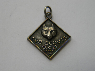 Vintage Sterling Silver Charm Cub Scouts Wolf Rank Boy Scout of America ...