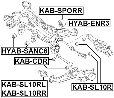 KAB-SL10RL Febest BUSHING LEFT, REAR TRAILING ARM 55274-3W000, 55274 ...
