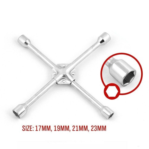 14" Wheel Brace Spanner 4-way Cross Wrench Car Tyre Nut 17 19 21 23mm ...