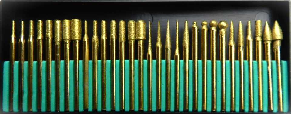 Diamond Burs Titanium Coated 30 Bur Set Lapidary Jewelry Crafts 1/8 ...