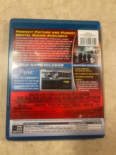 Inside Man (Blu-ray, 2006) Denzel Washington, Clive Owen, Jodie Foster ...