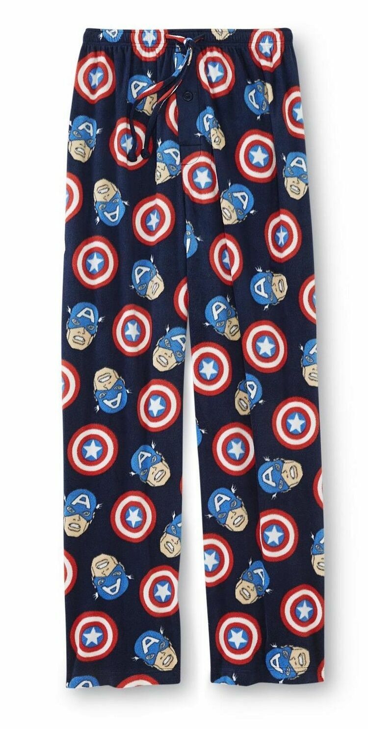 NEW Mens Captain America Pajamas Pants Size Small Fleece Avengers ...