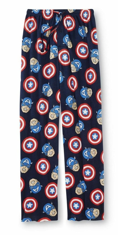 NEW Mens Captain America Pajamas Pants Size Small Fleece Avengers ...
