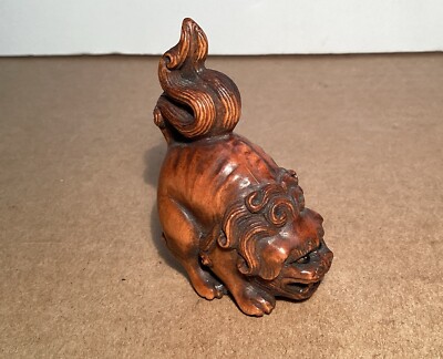 Japanese Boxwood Netsuke Figurine - Foo Dog - Signed | eBay