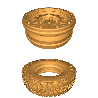 Trophy Truck Tire and Rim for Team Associated rc18t, Resized and ...