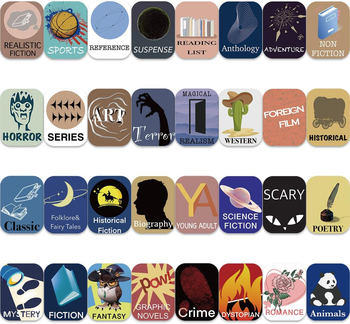 480PCS Stickers, Book Spine Labels - Classroom Library Classification ...