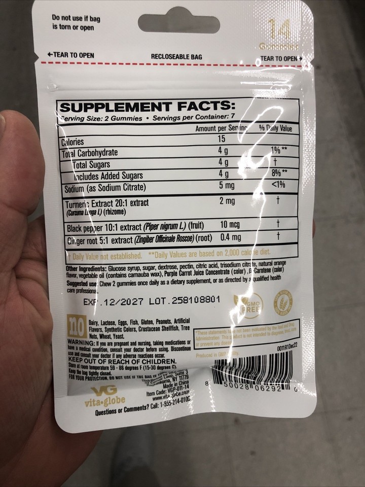 50 Vita Globe -Turmeric Ginger Black Pepper Antioxidant Gummies 2027 | eBay