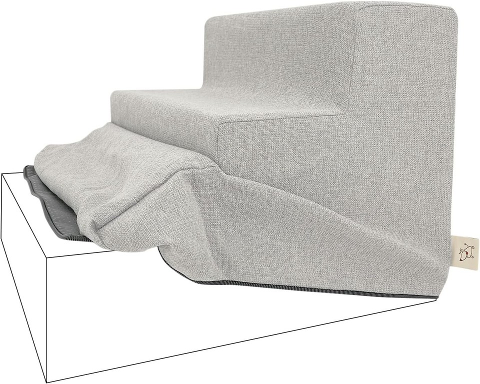 3-Step Foam Pet Stair Cover for Small Dogs & Cats, Non-Slip Couch & Bed ...
