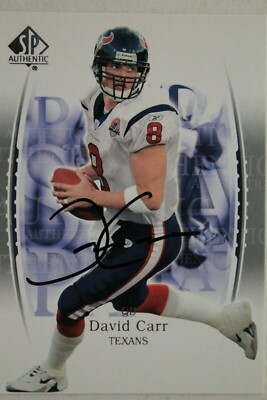 David Carr Houston Texans Autographed 2003 Upper Deck Football Card #8 ...