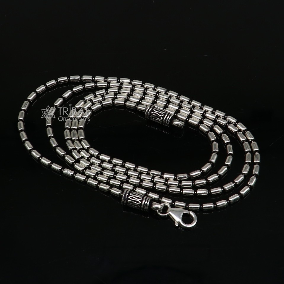 925 sterling silver handmade stylish silver beaded chain necklace ch562 ...