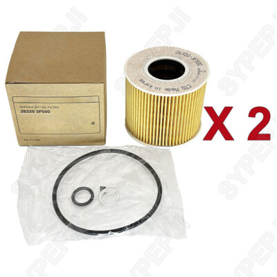 2X Engine Oil Filter 26320-3F500 For 2017-20 HYUNDAI Genesis G80 G90 V8 ...