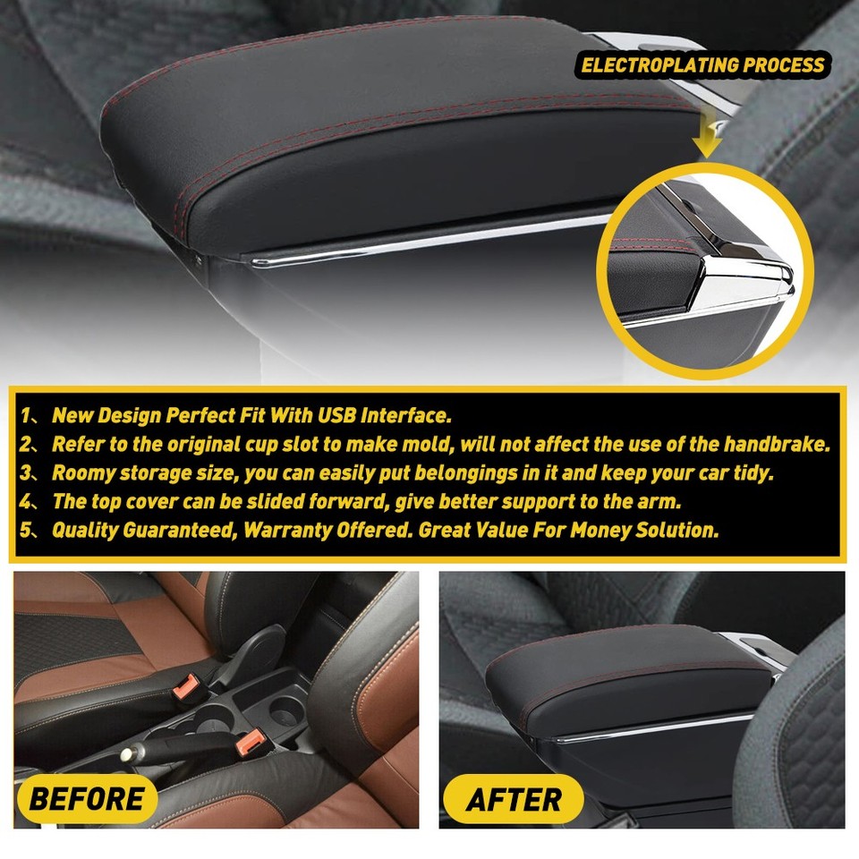 For Ford Fiesta 2009-2017 Dual Layer Armrest Car Central Storage Box ...