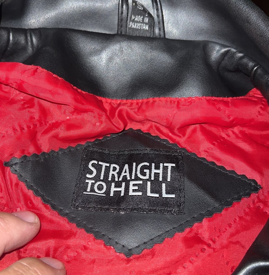 Straight To Hell Jacket Womens Small Black Vegan Commando Belted Moto Biker Punk | eBay