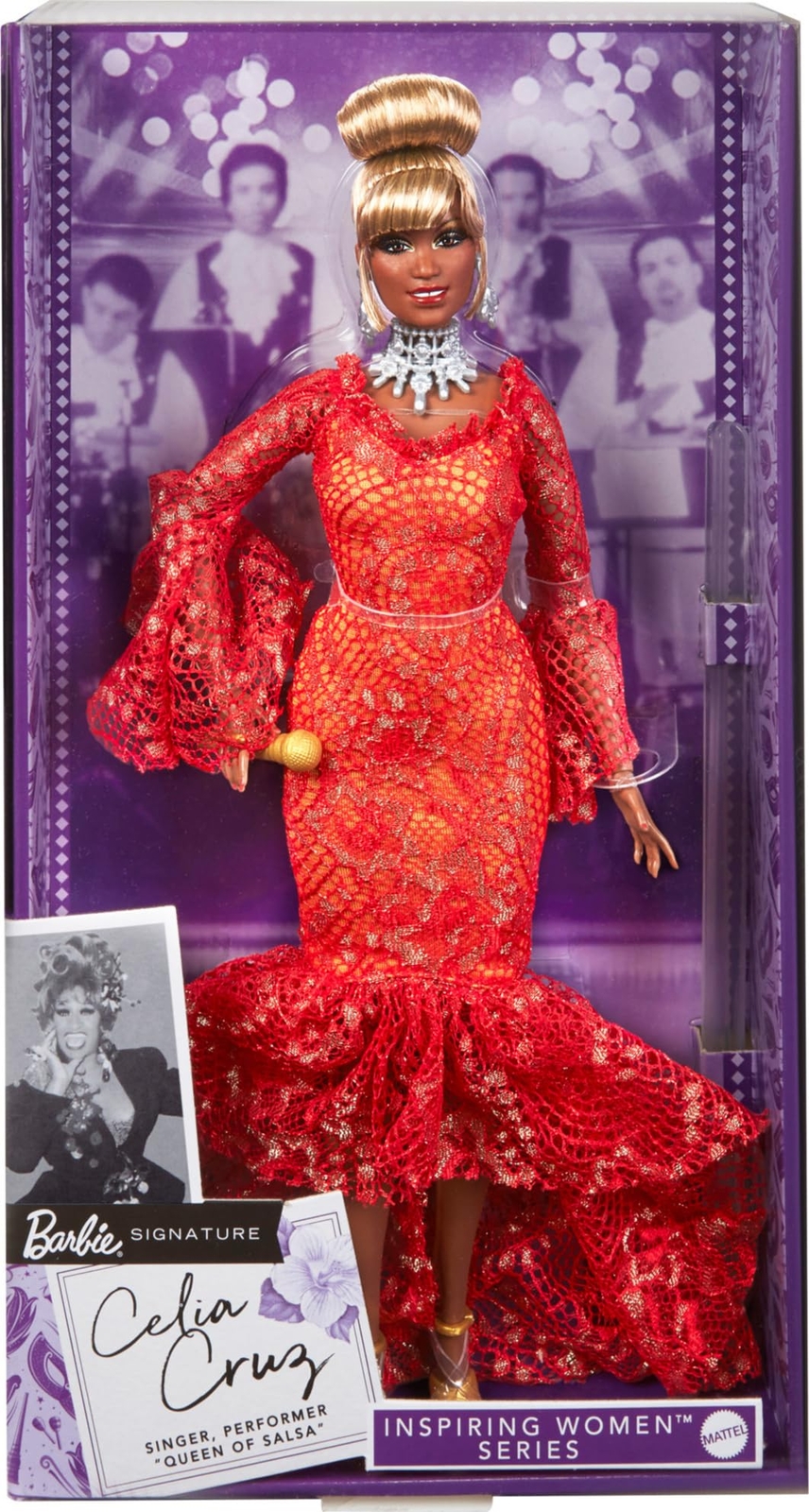 Barbie Inspiring Women Doll, Celia Cruz Queen of Salsa in Red Lace ...