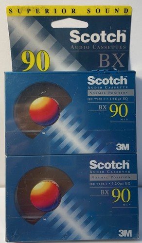 2 Scotch BX 90 Min Blank Audio Cassette Tapes SEALED Normal Bias ...