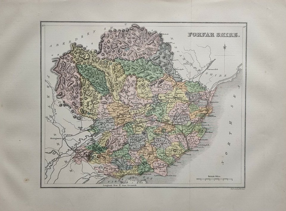 1884 SCOTTISH MAP FORFAR KIRKDEN PANBRIDE BARRY GLAMMIS MENMUIR BRECHIN ...