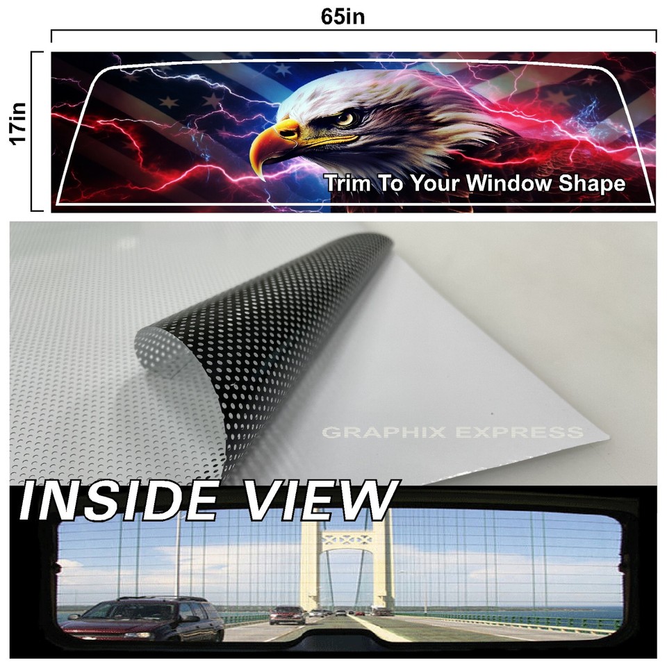 Truck Back Window Graphics Eagle American Flag (P596) See Through Rear ...