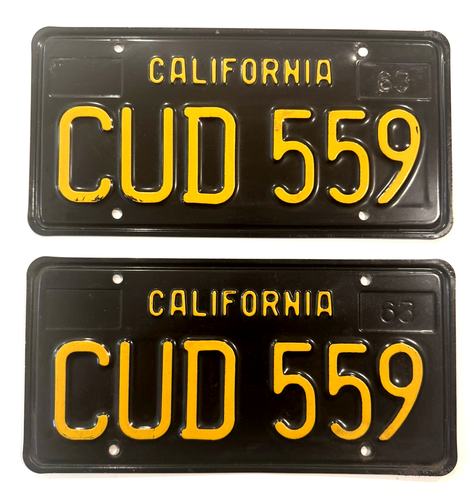 1963 Black California License Plates Dmv Clear 1964 1965 1966 1967 1968 ...