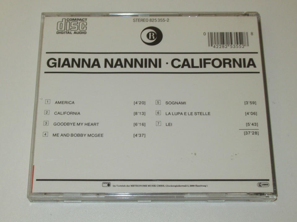 Gianna Nannini –California/Ricordi – 825 355-2 CD Album | eBay